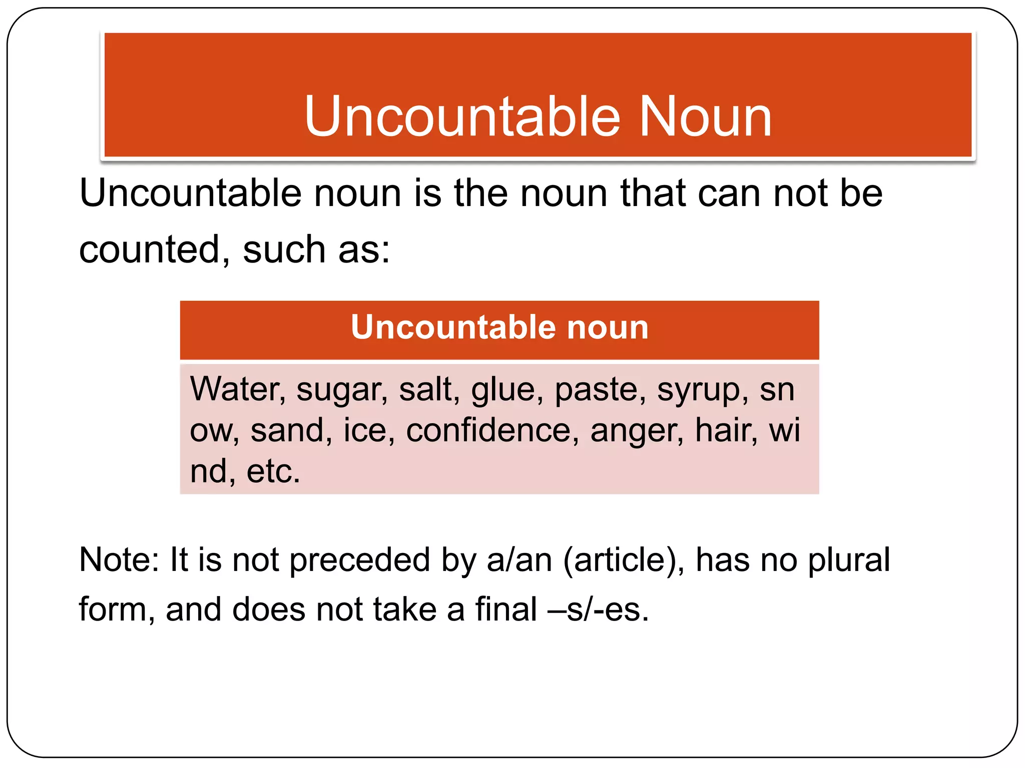 Countable & uncountable nouns | PPTX