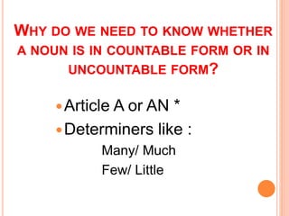 Countable and uncountable nouns | PPTX