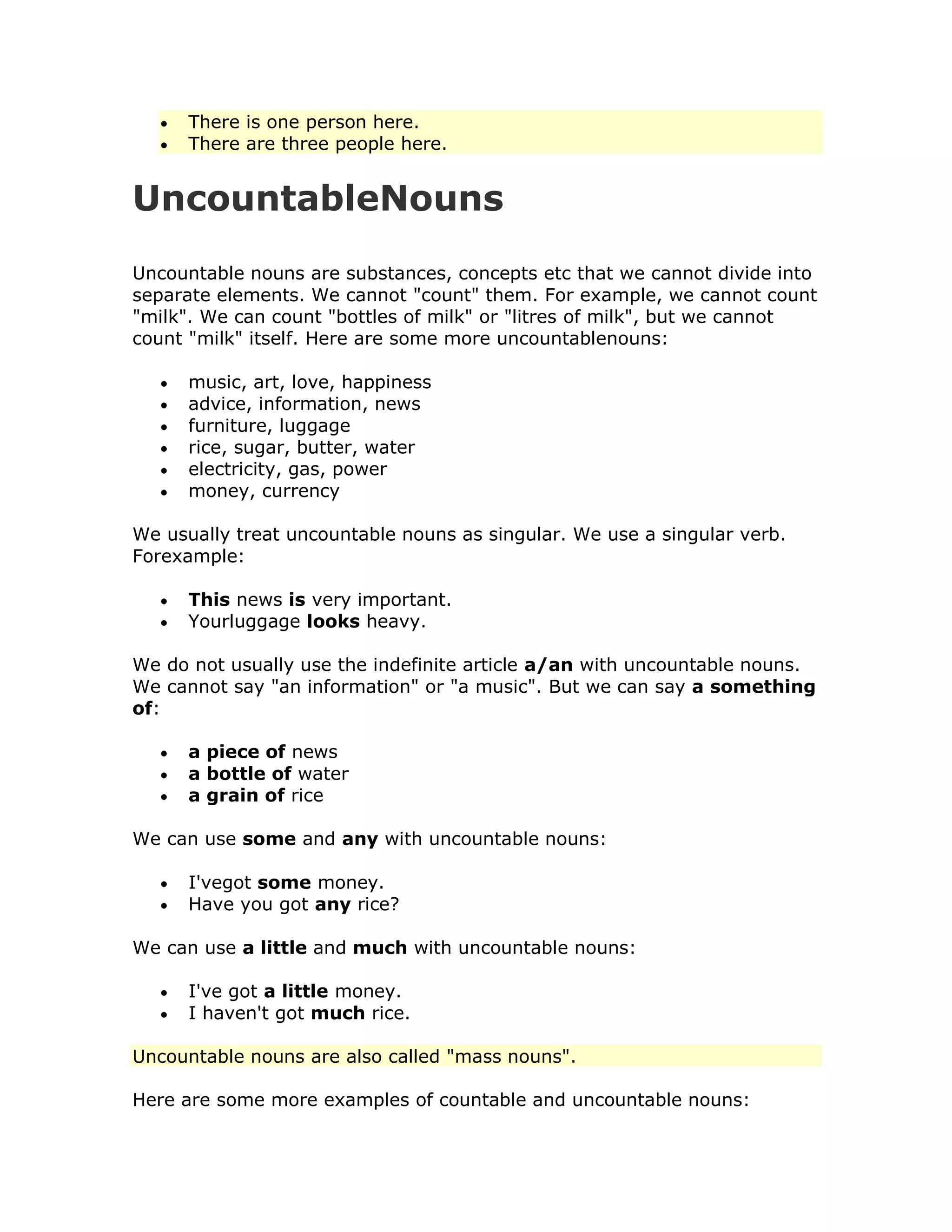 Countable uncountable nouns nouns | DOCX