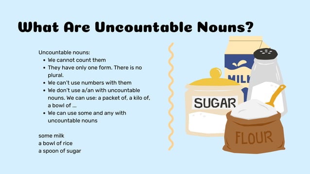 Countable & Uncountable Nouns Presentation in Colorful Illustrative ...