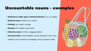 Countable & Uncountable Nouns Presentation in Colorful Illustrative ...