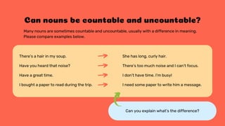 Countable & Uncountable Nouns Presentation in Colorful Illustrative ...