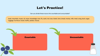 Countable & Uncountable Nouns Presentation in Colorful Illustrative ...