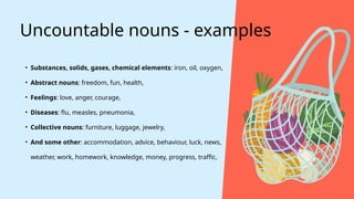 Countable & Uncountable Nouns Presentation in Colorful Illustrative ...