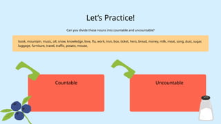 Countable & Uncountable Nouns Presentation in Colorful Illustrative ...