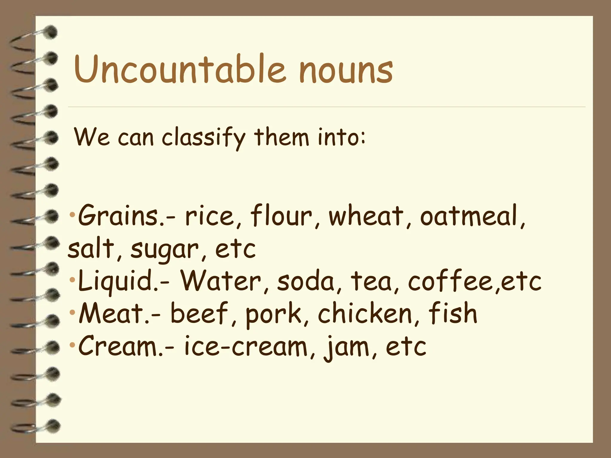 ENGLISH ESL COUNTABLE VS UNCOUNTABLE NOUNS | PPT
