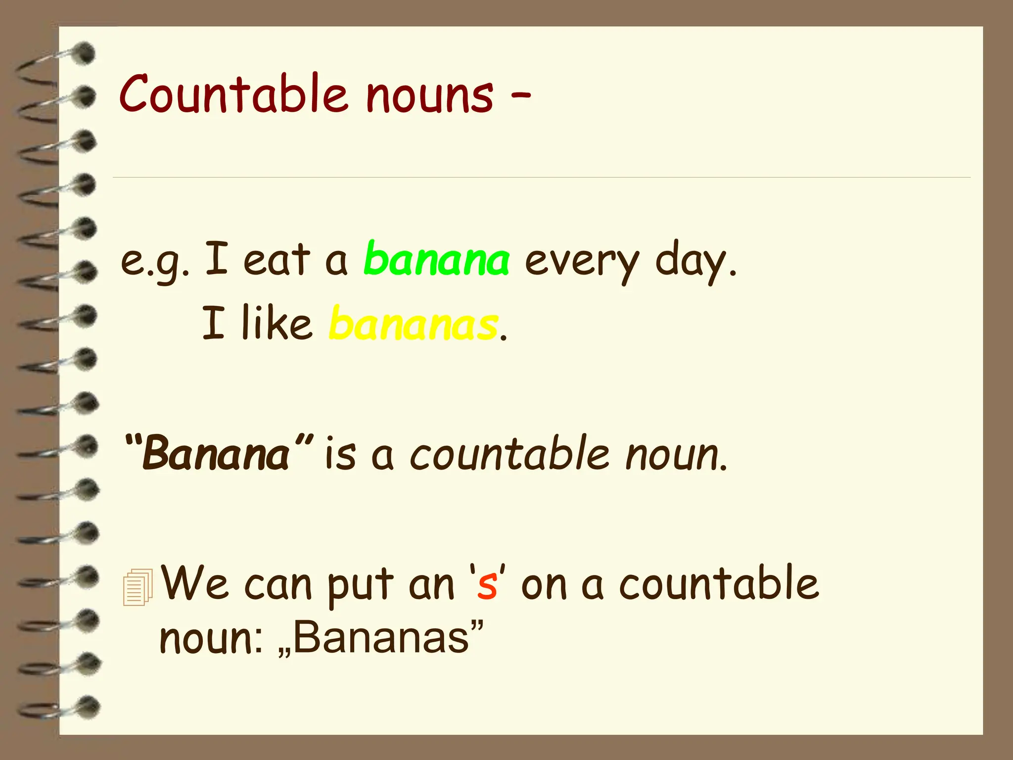 ENGLISH ESL COUNTABLE VS UNCOUNTABLE NOUNS | PPT