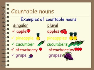 ENGLISH ESL COUNTABLE VS UNCOUNTABLE NOUNS | PPT