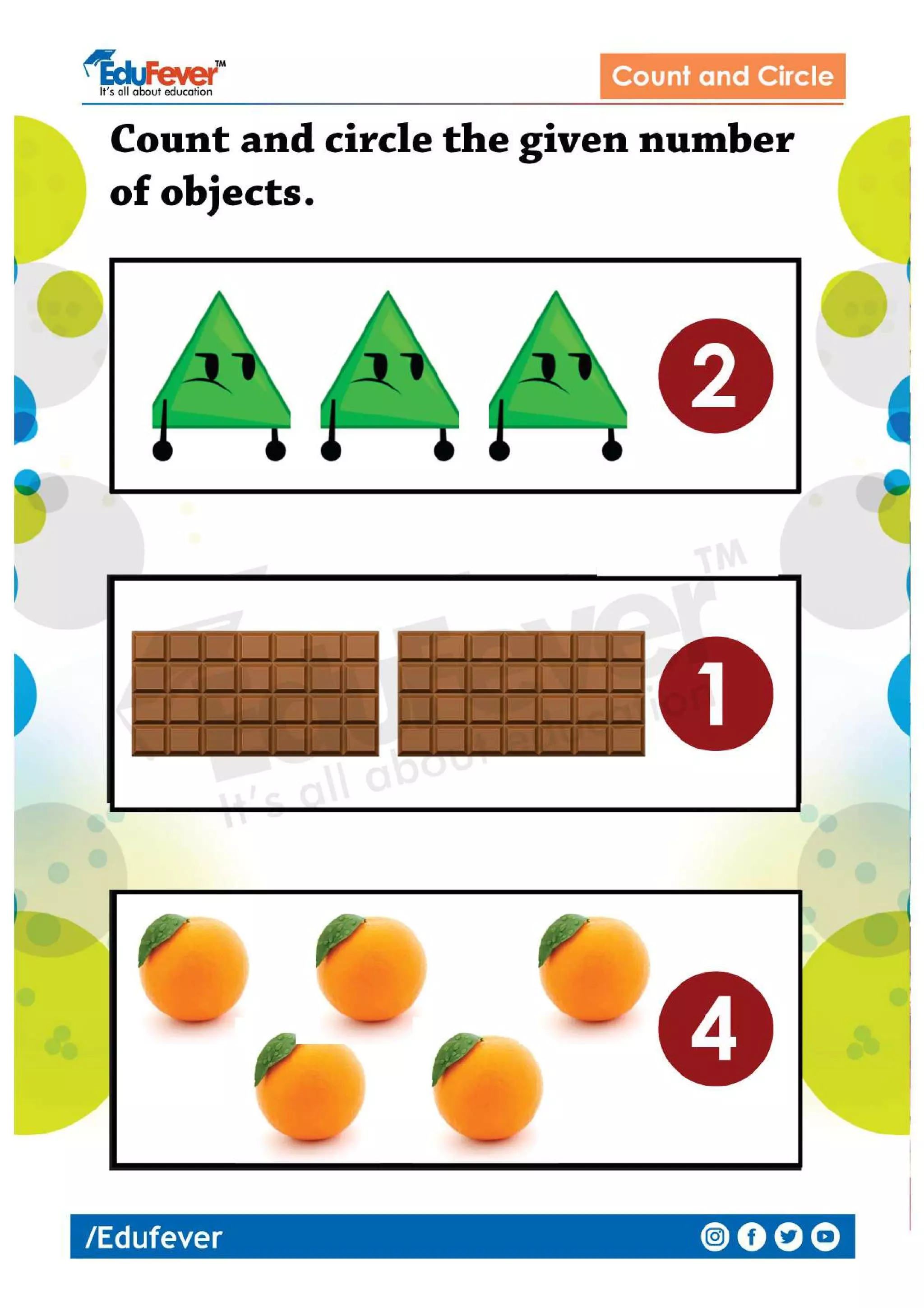 Count and Circle - LKG Maths Worksheet | PDF