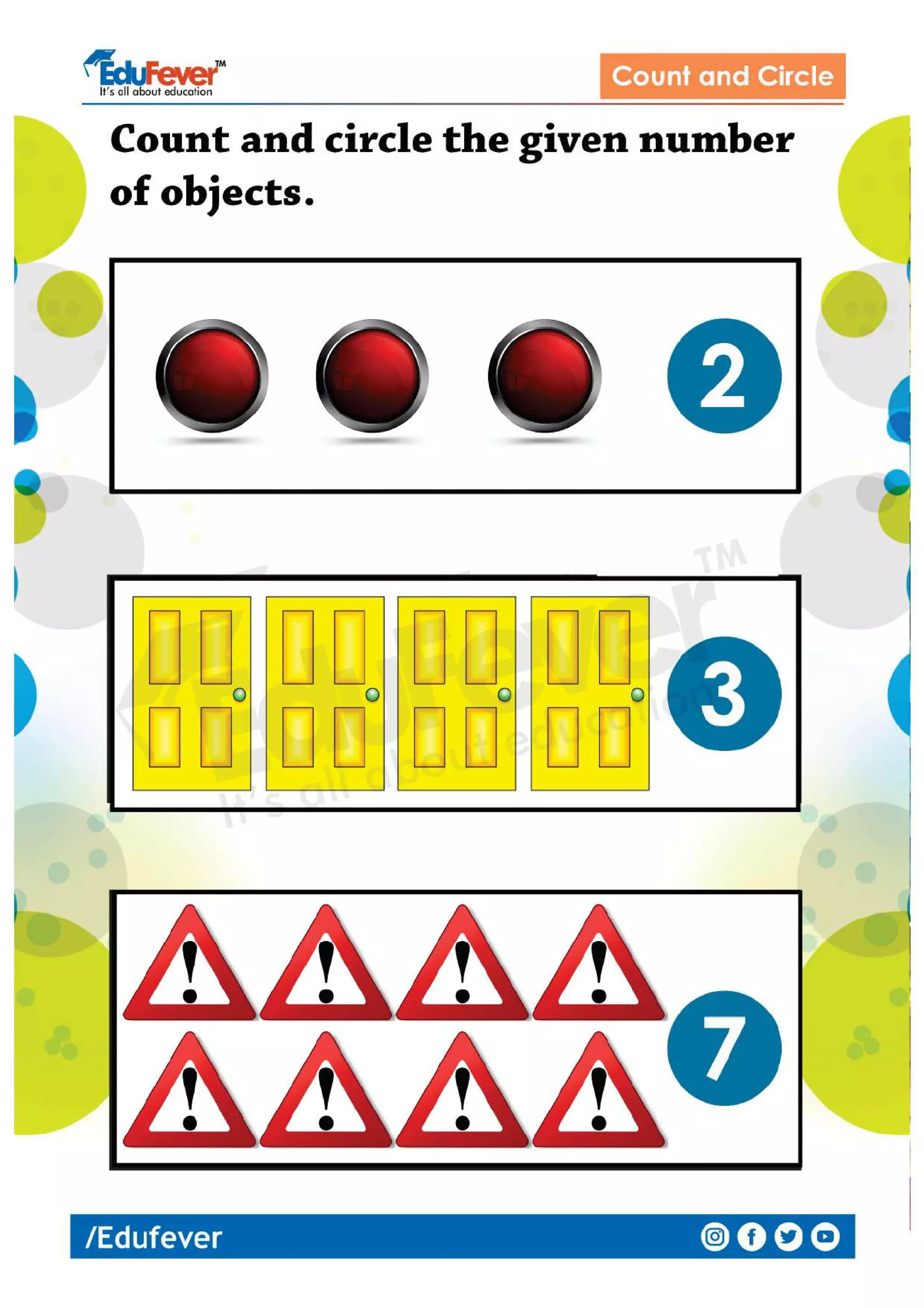 Count and Circle - LKG Maths Worksheet | PDF