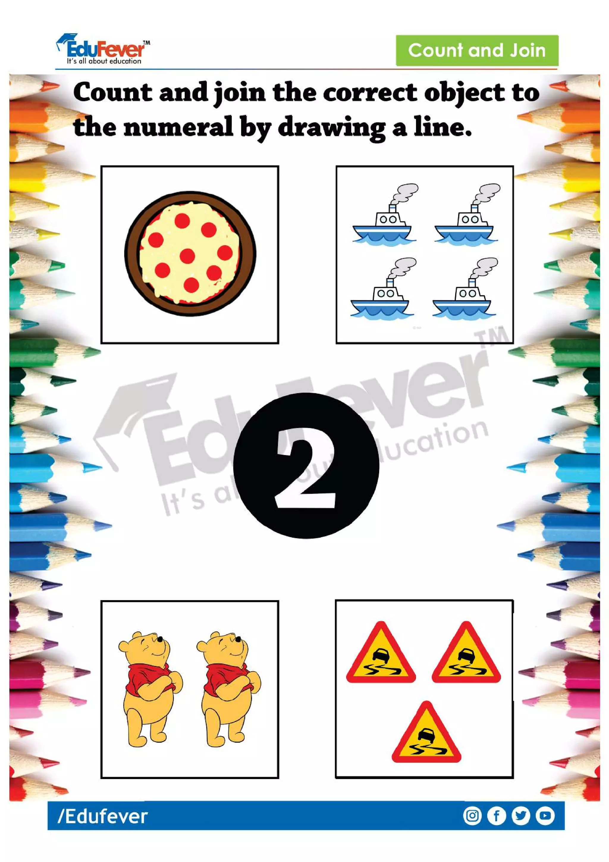 Count and Join - LKG Maths Worksheet | PDF