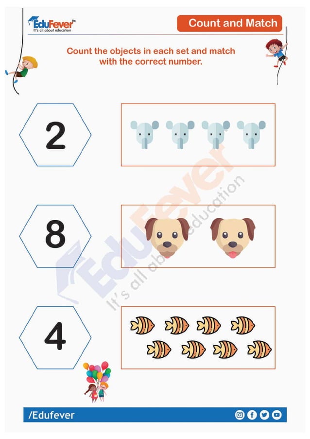 Count and Match - UKG Worksheet | PDF | Games and Puzzles | Hobbies ...