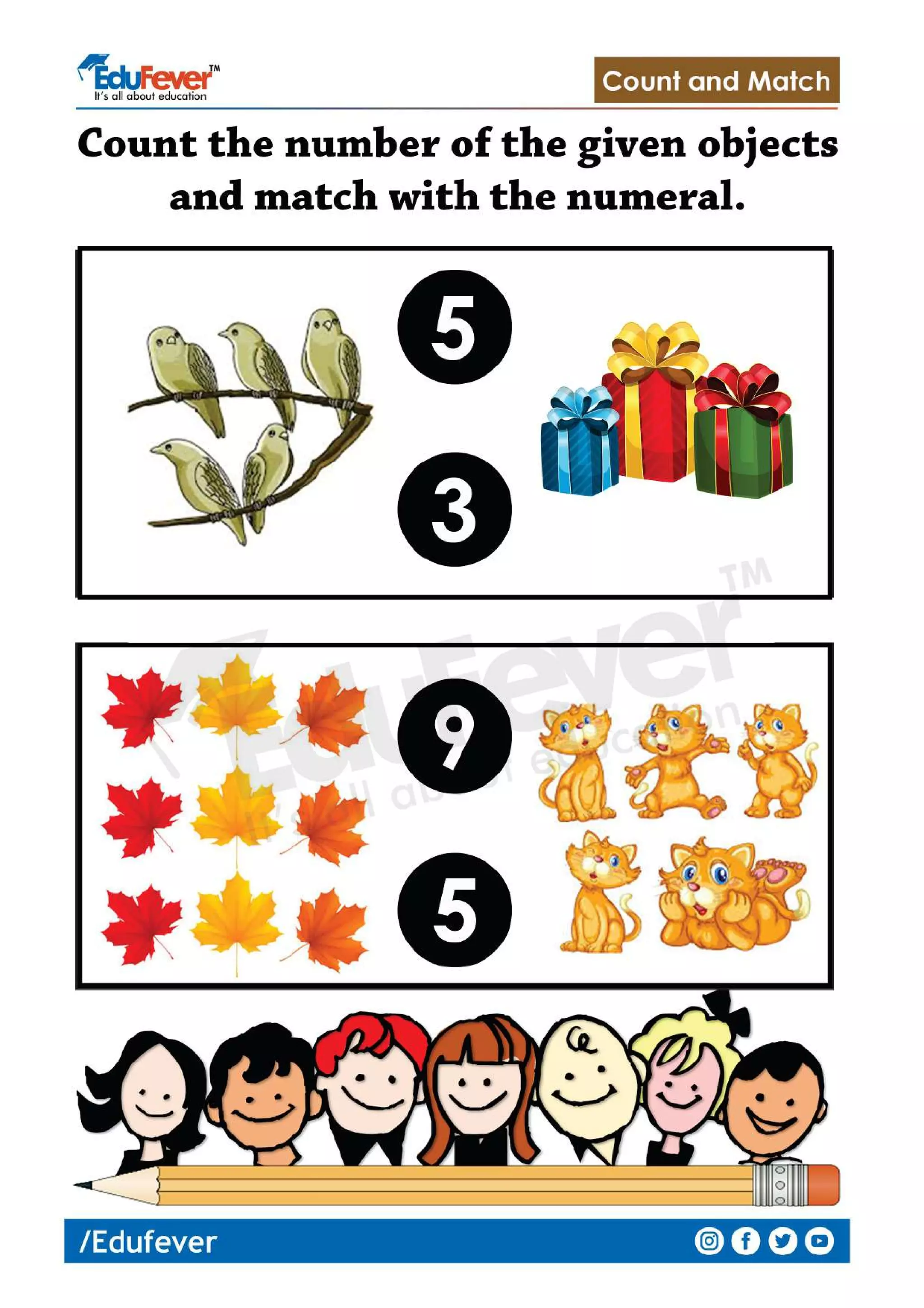 Count and Match - LKG Maths Worksheet | PDF