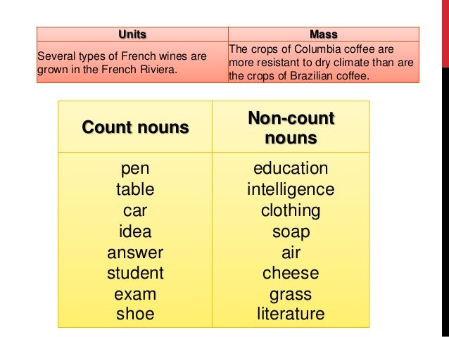 Count and non count nouns