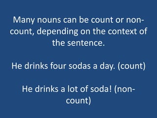 Count and non count nouns | PPT