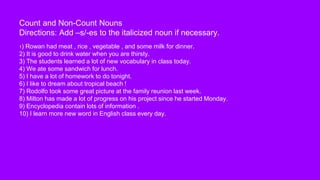 Count and noncount nouns | PPTX