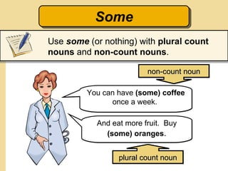 Count and non count nouns, some and any | PPT
