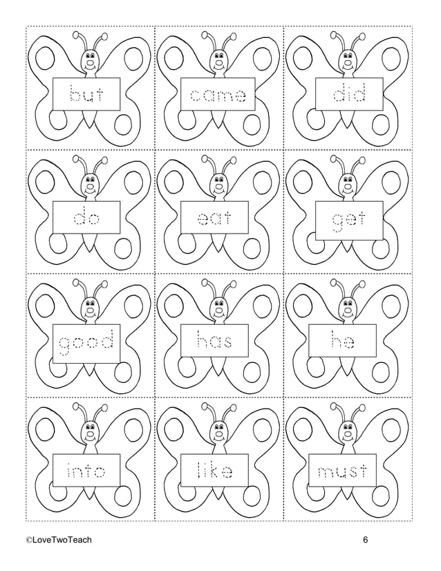 Count and sight words on butterflies | PDF