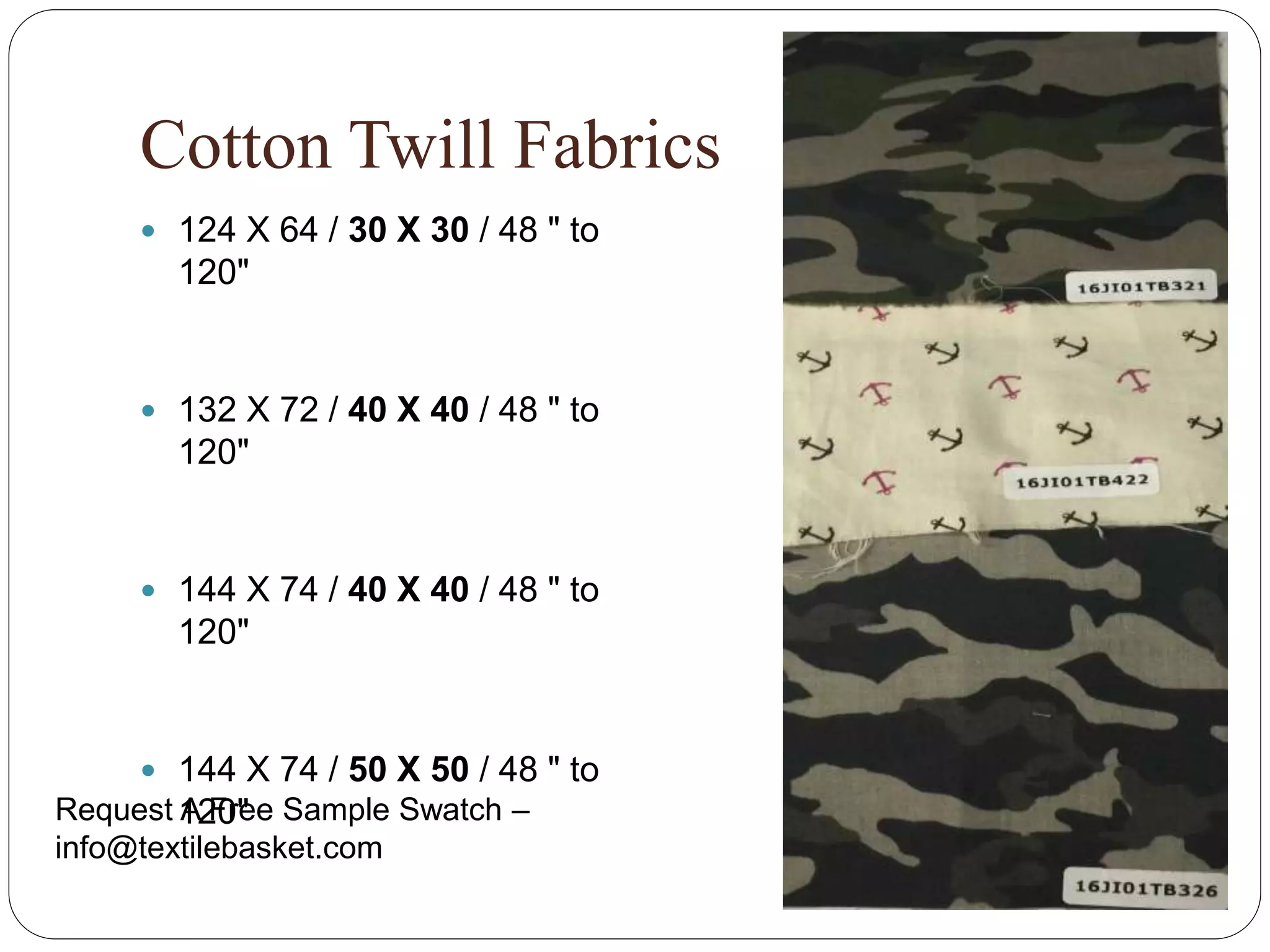 Count, construction and width of common cotton | PPTX