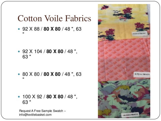 Count, construction and width of common cotton