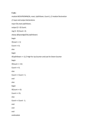 up down Counter Verilog | PDF