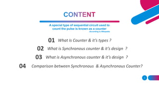 Counters, Synchronous & Asynchronous Counters | PPTX