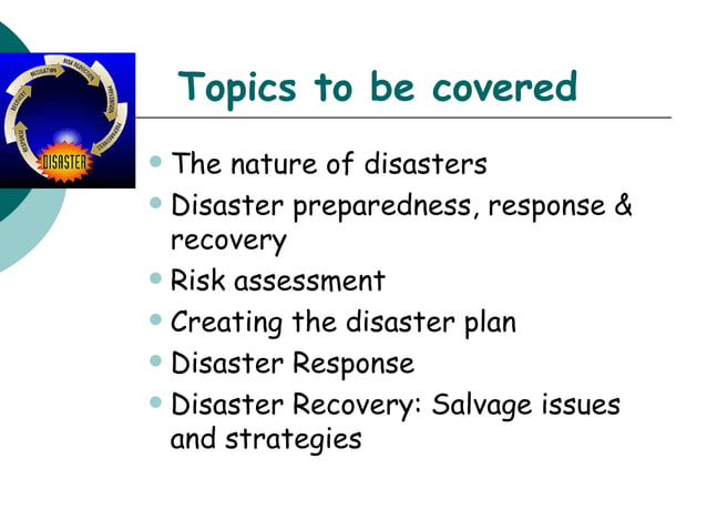 Counter Disaster Planning, Response And Recovery | PPS