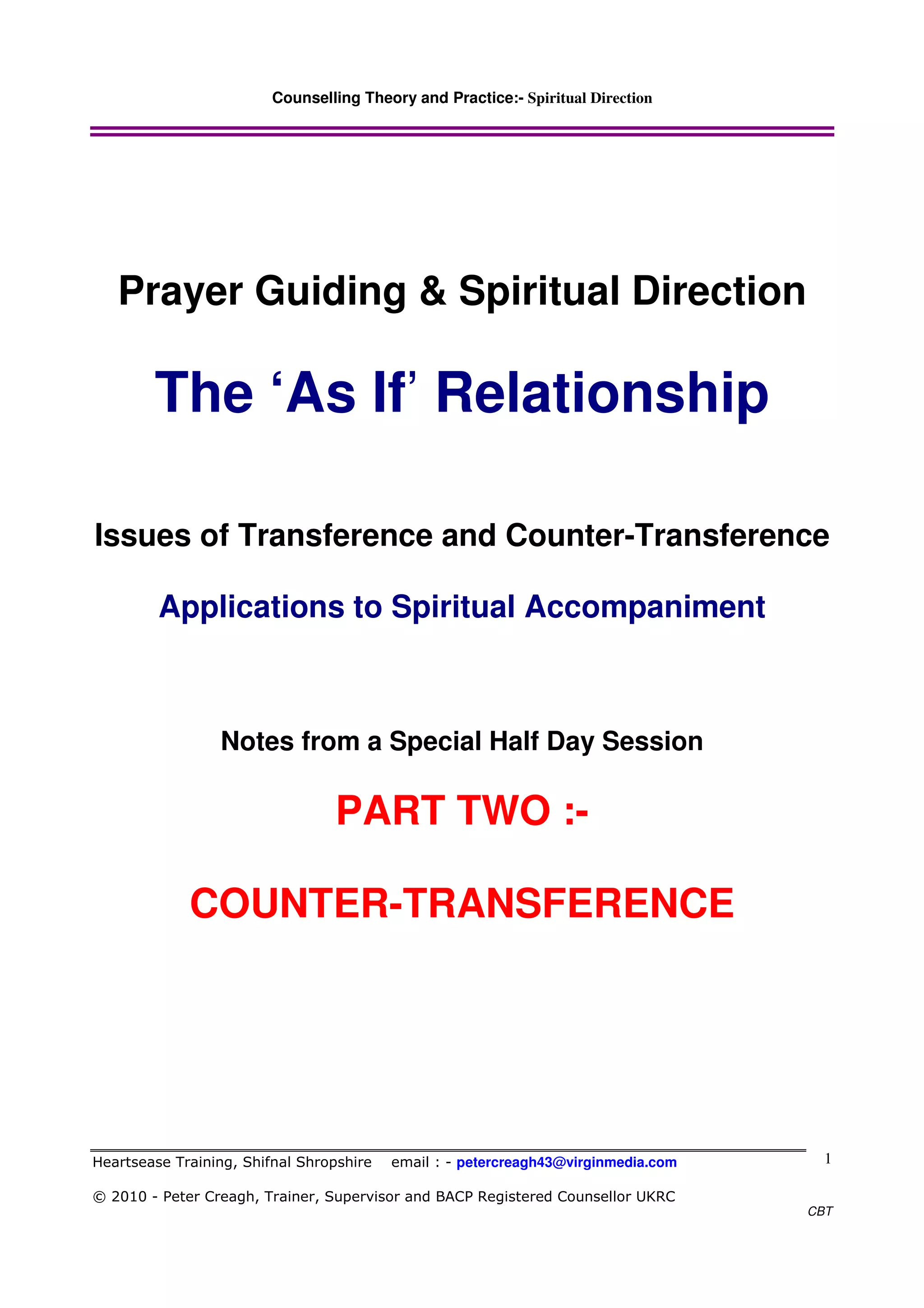 Counter transference & spiritual direction | PDF