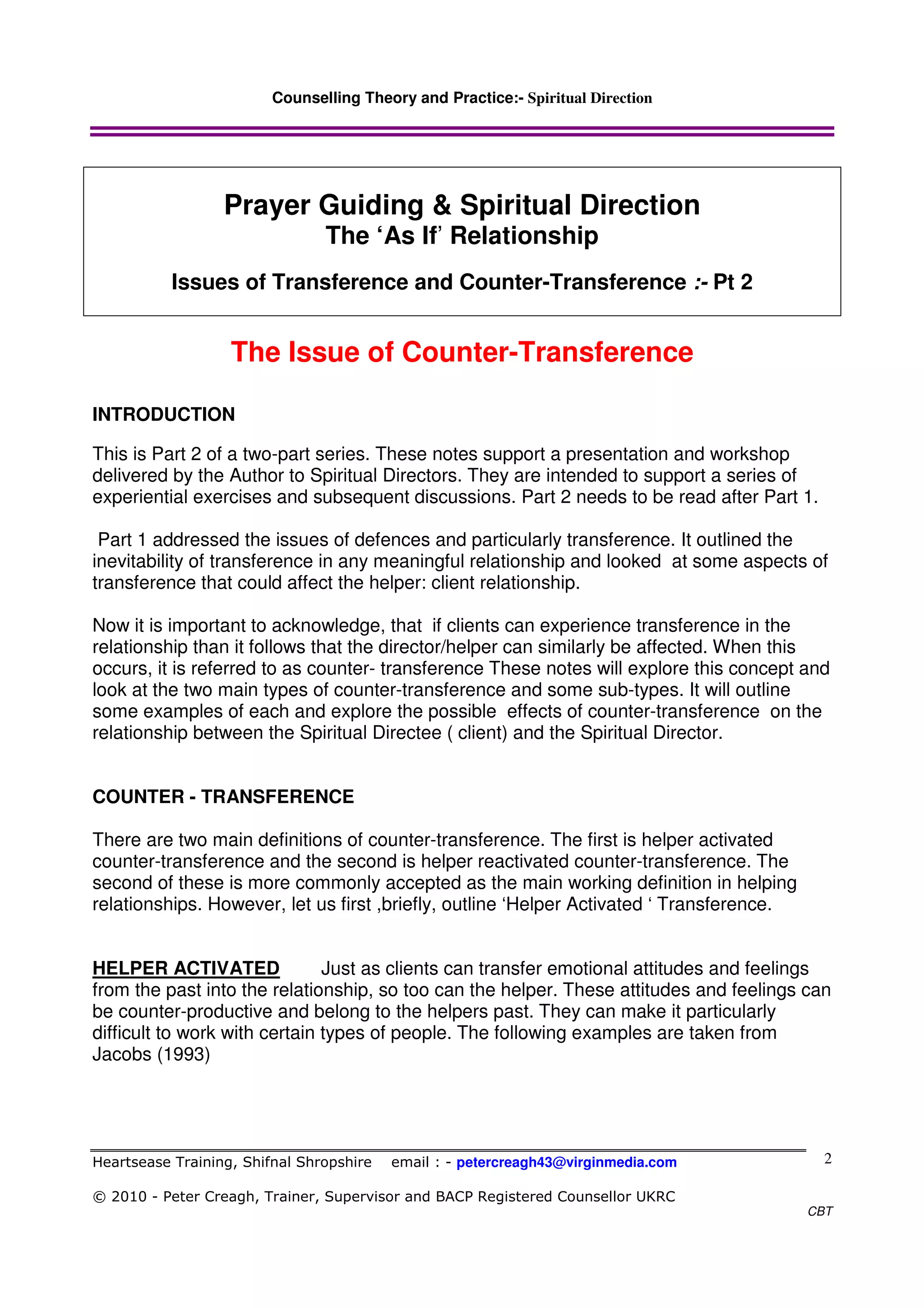 Counter transference & spiritual direction | PDF