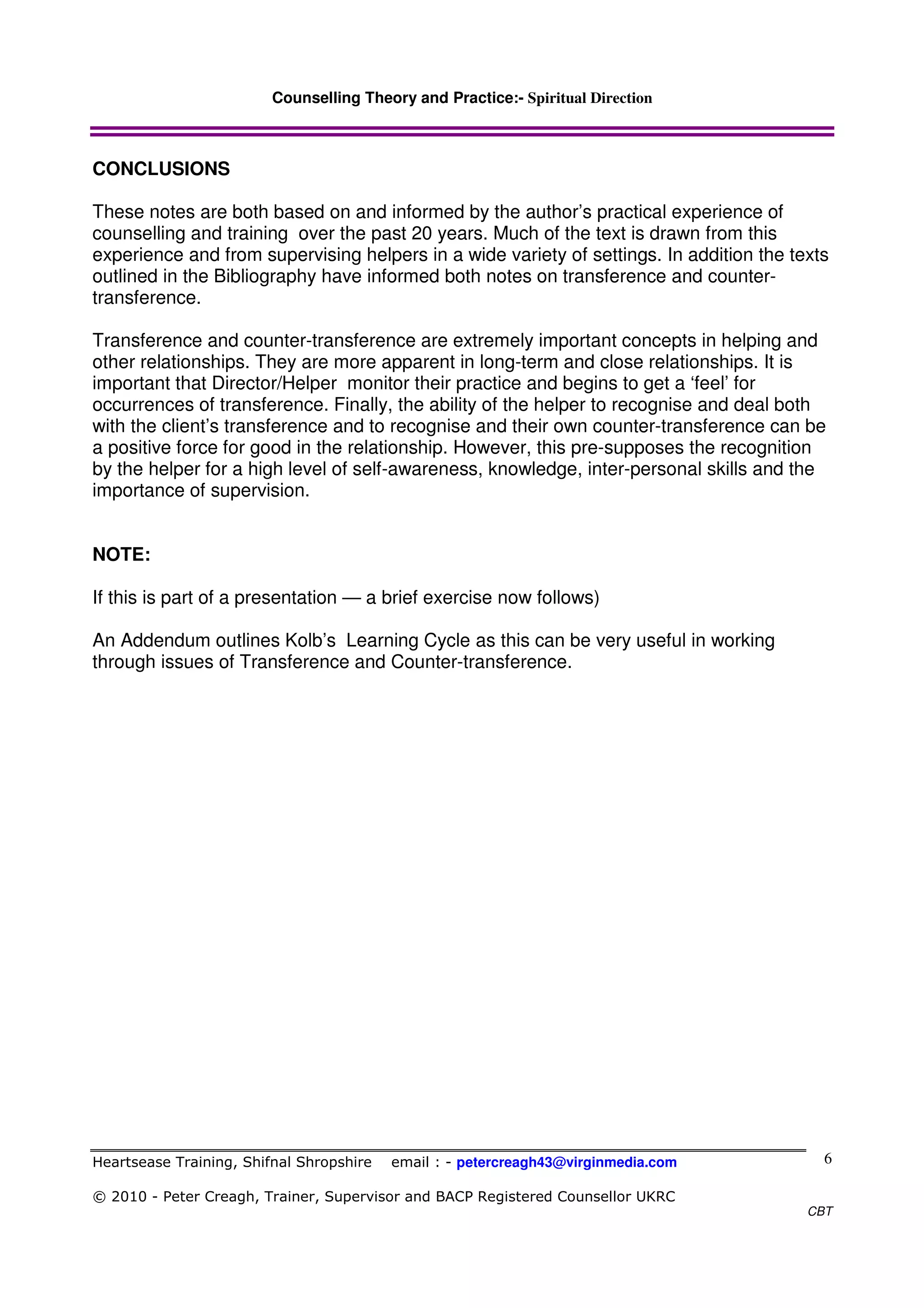 Counter transference & spiritual direction | PDF