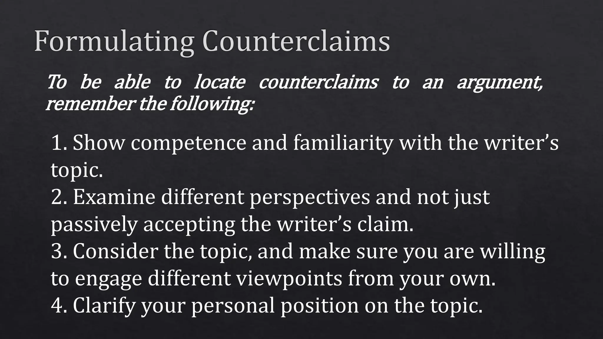 Counterclaims lesson for grade12 studnts | PPTX