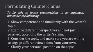 Counterclaims lesson for grade12 studnts | PPTX