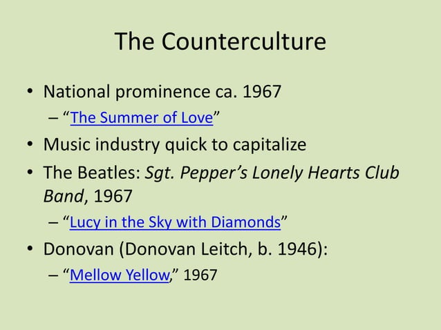 Music of the 1960s Counterculture | PPTX | Classic Rock | Rock Music