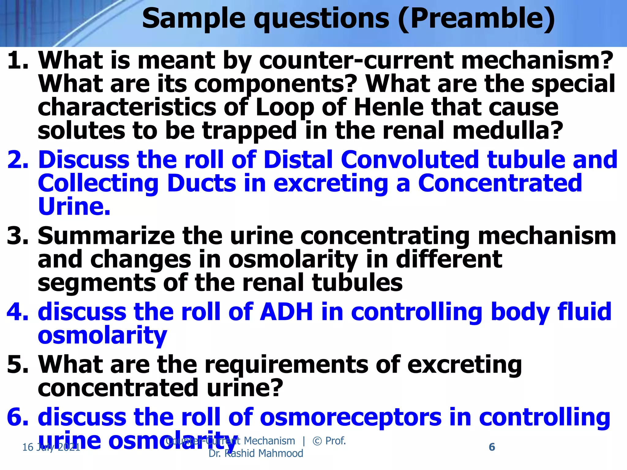 Counter current mechanism | PPT