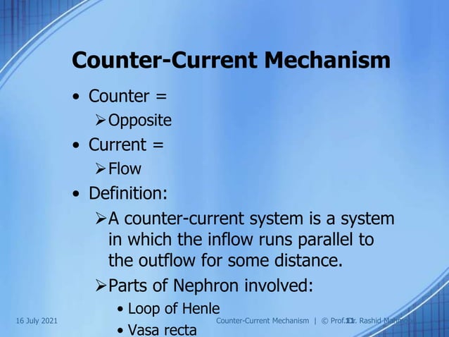 Counter current mechanism | PPT | Chemistry | Science
