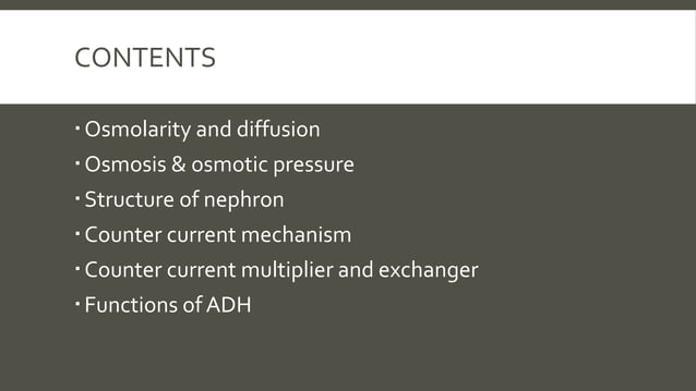 Counter current mechanism multiplier and exchanger | PPTX