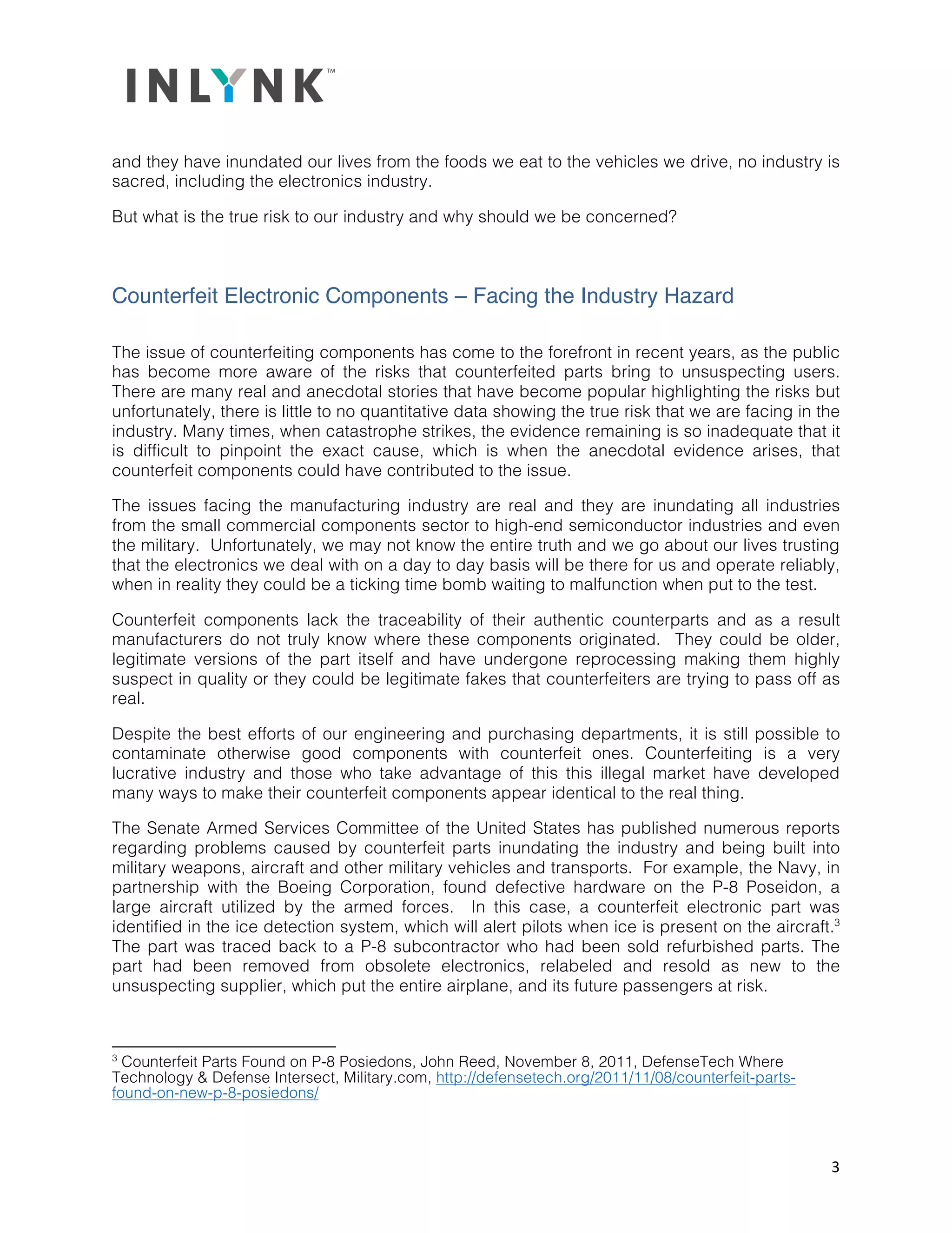 Beware! Counterfeit Components Put Safety and Security at Risk | PDF