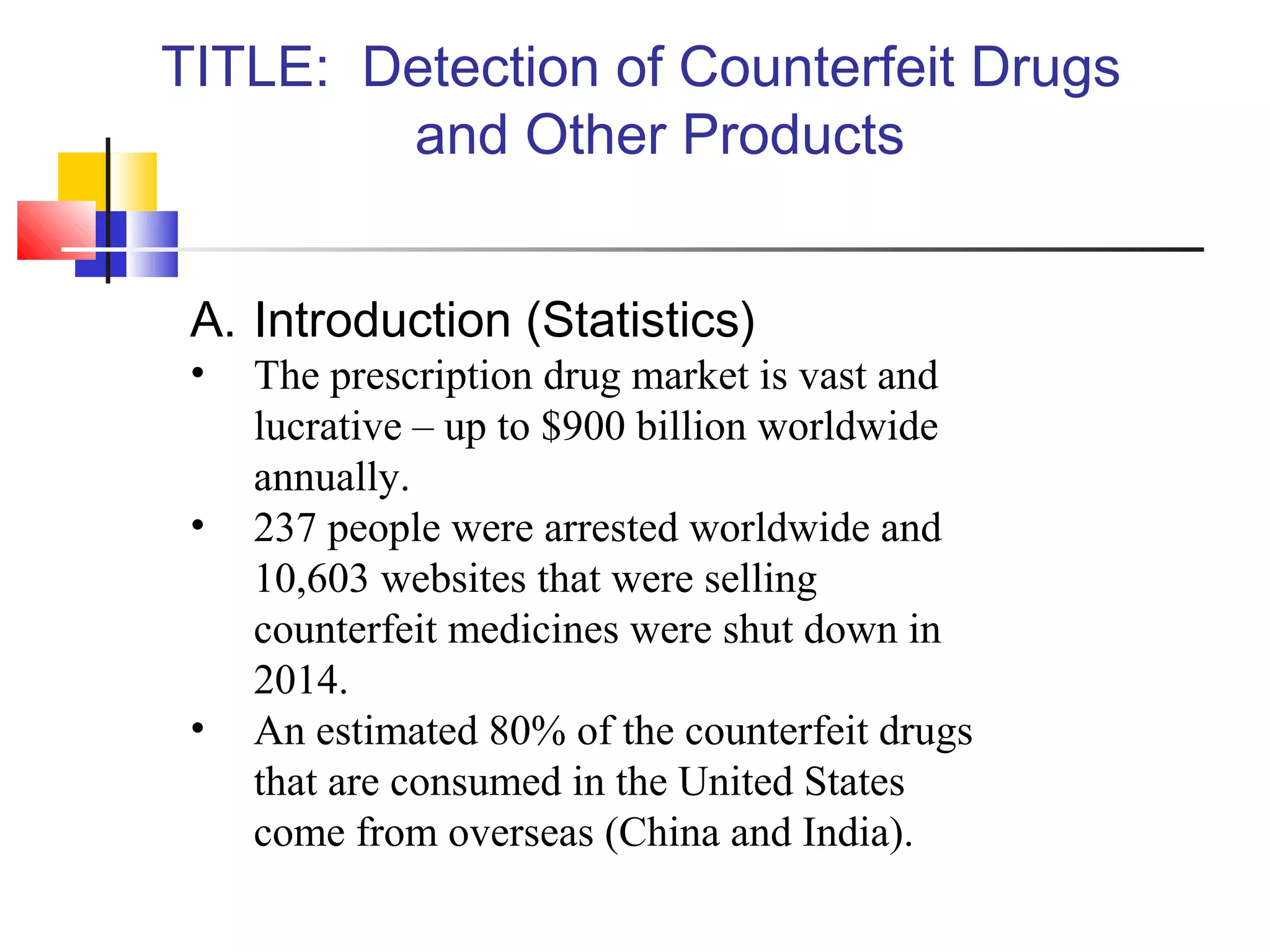 Detection of Counterfeit Drugs and Other Products | PPT