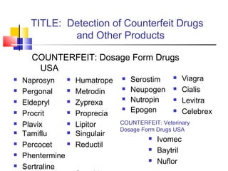 Detection of Counterfeit Drugs and Other Products | PPT