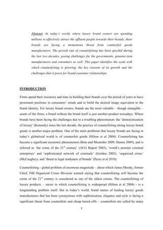 Counterfeiting of luxury brands | PDF
