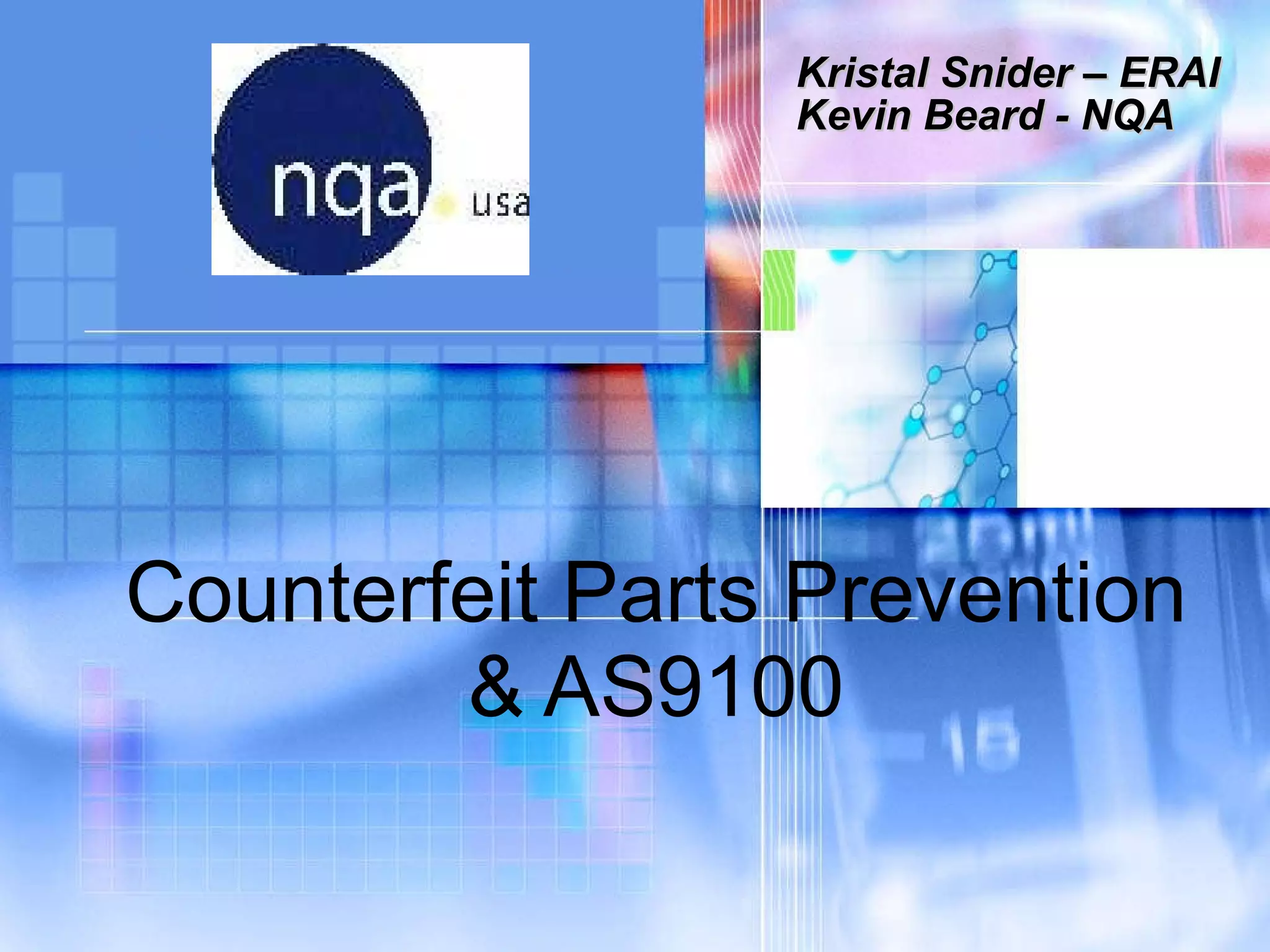 Counterfeit parts prevention kristal snider and kevin beard | PPT