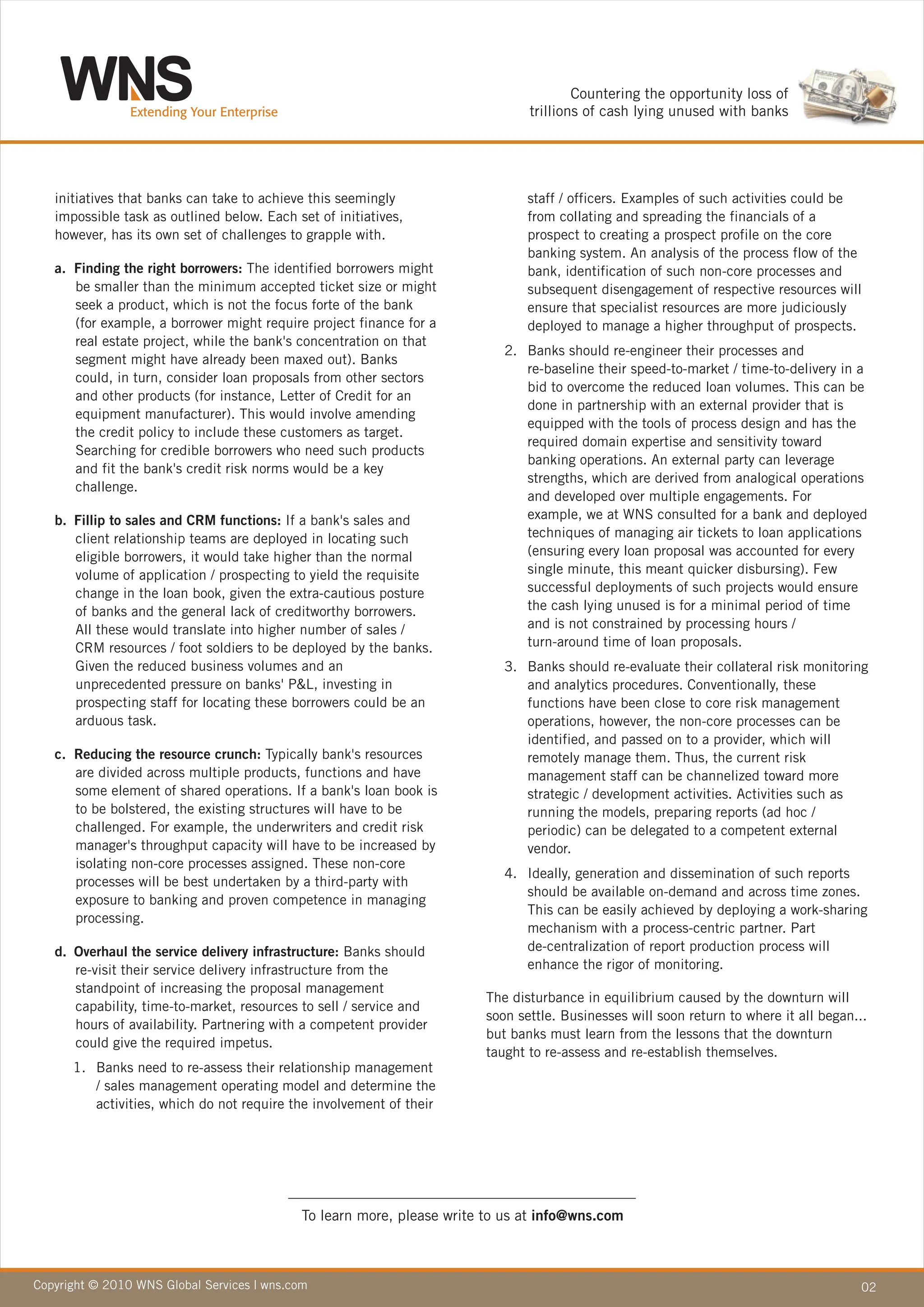 Countering the opportunity loss of trillions of cash lying unused with ...