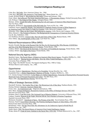 Counter intelligence reading list | PDF | Books and Literature