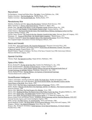 Counter intelligence reading list | PDF | Books and Literature