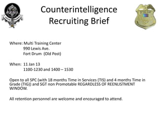 Counterintelligence rec brief | PPT