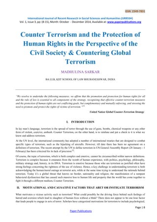 Counter Terrorism and the Protection of Human Rights in the Perspective ...