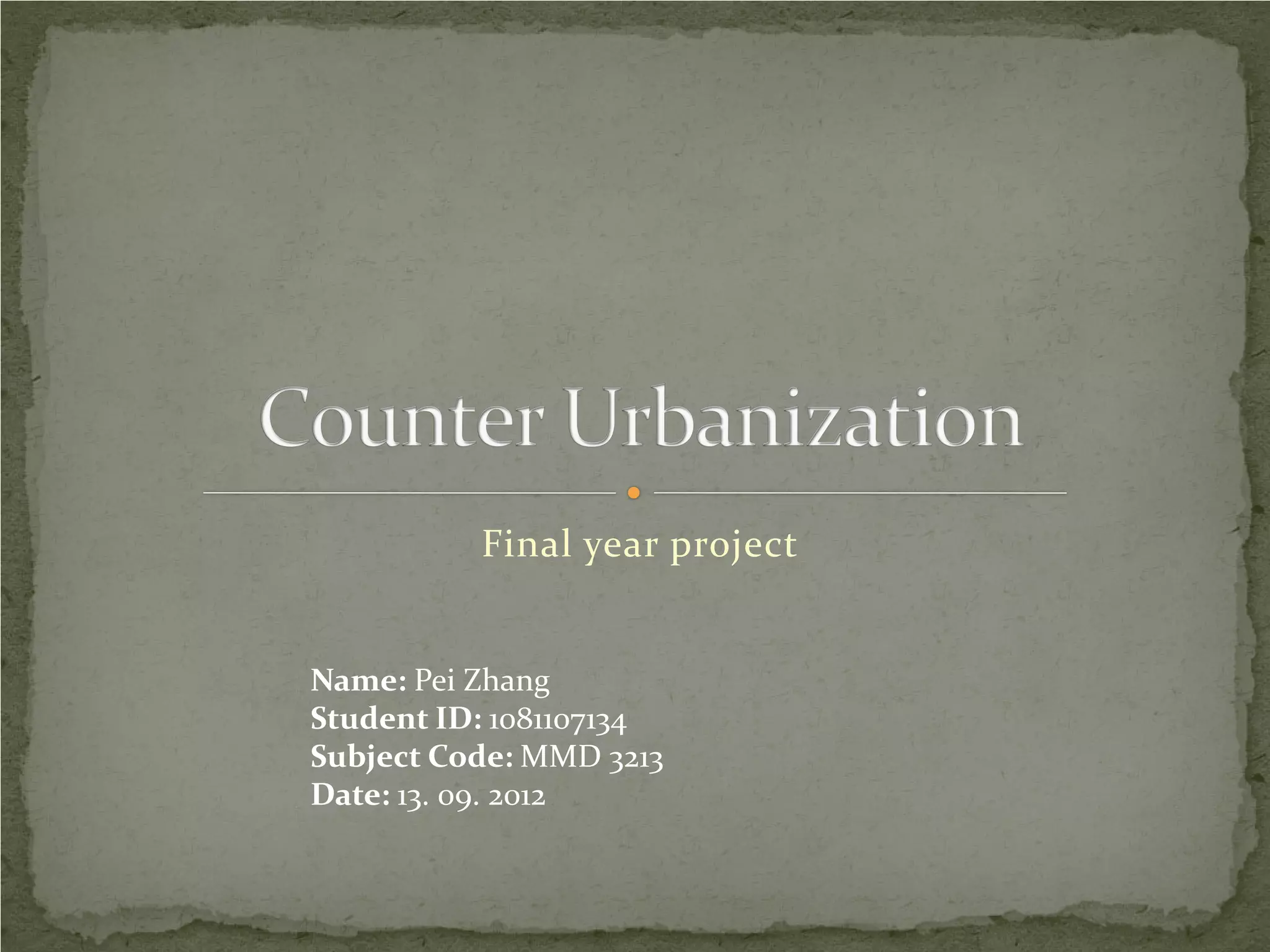 Counter urbanization | PDF