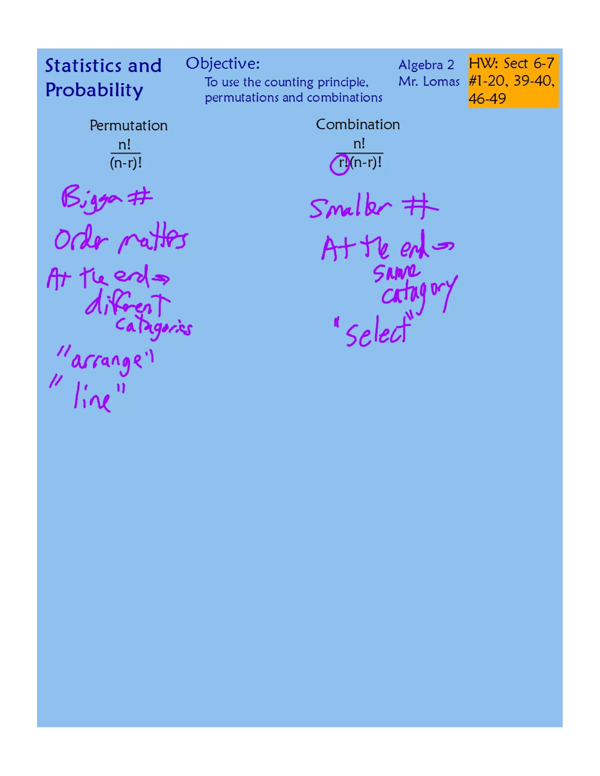 Counting Principle Combinations Permutations Pdf