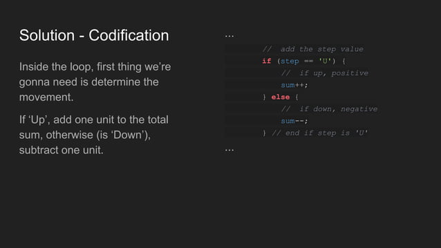 Counting valleys from Hackerrank solution explained | PPT