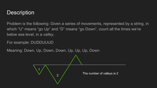 Counting valleys from Hackerrank solution explained | PPT